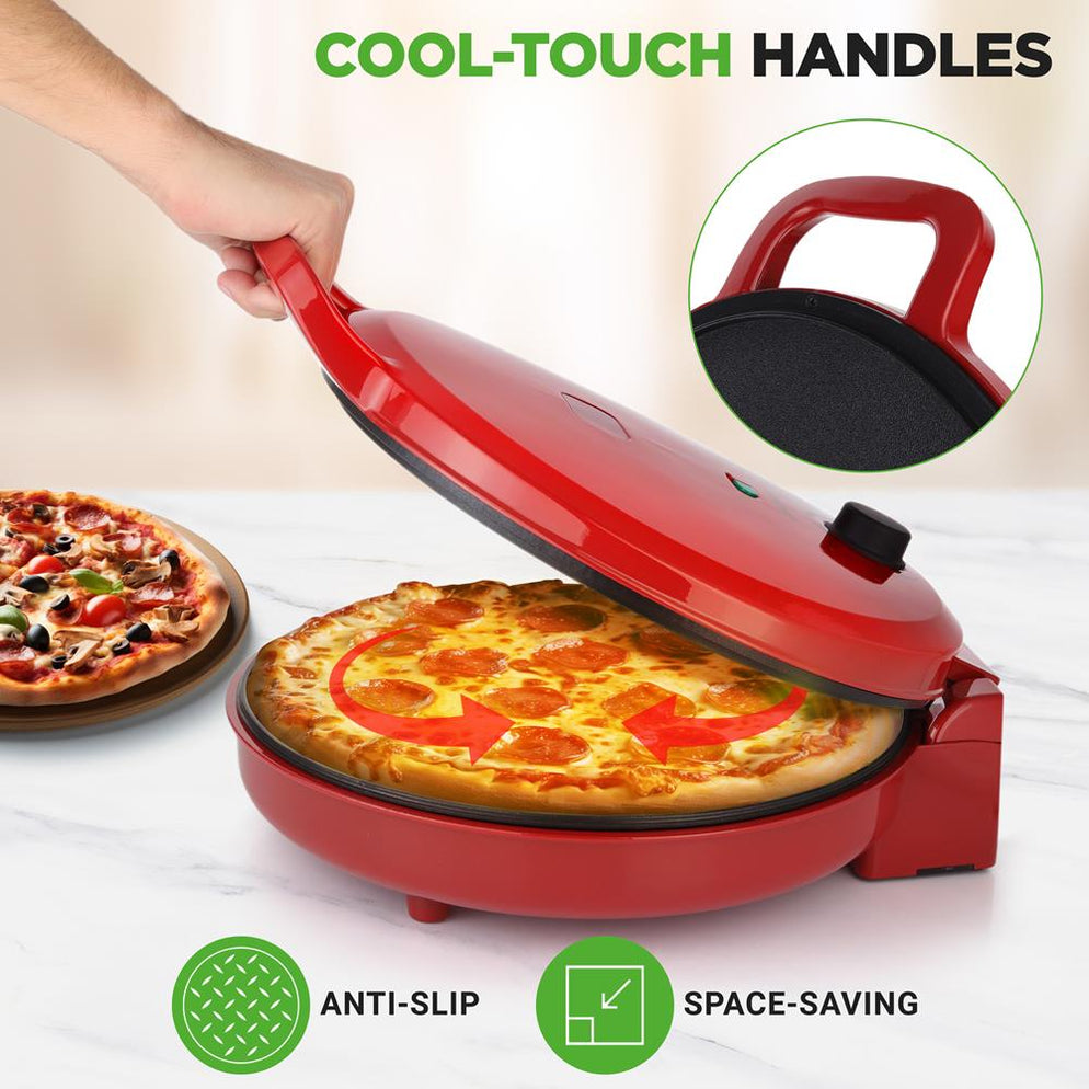 Countertop Pizza Maker, Quick 12" Pizzas, Non-Stick Aluminum, Red ...