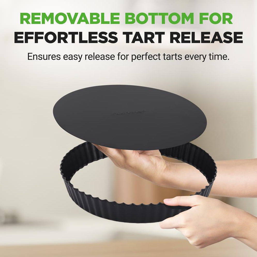 2 Round Tart Pans, Nonstick Carbon Steel, Removable Base, 9 Inch ...