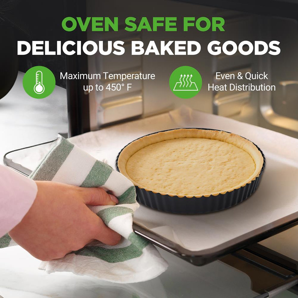 2 Round Tart Pans, Nonstick Carbon Steel, Removable Base, 9 Inch ...