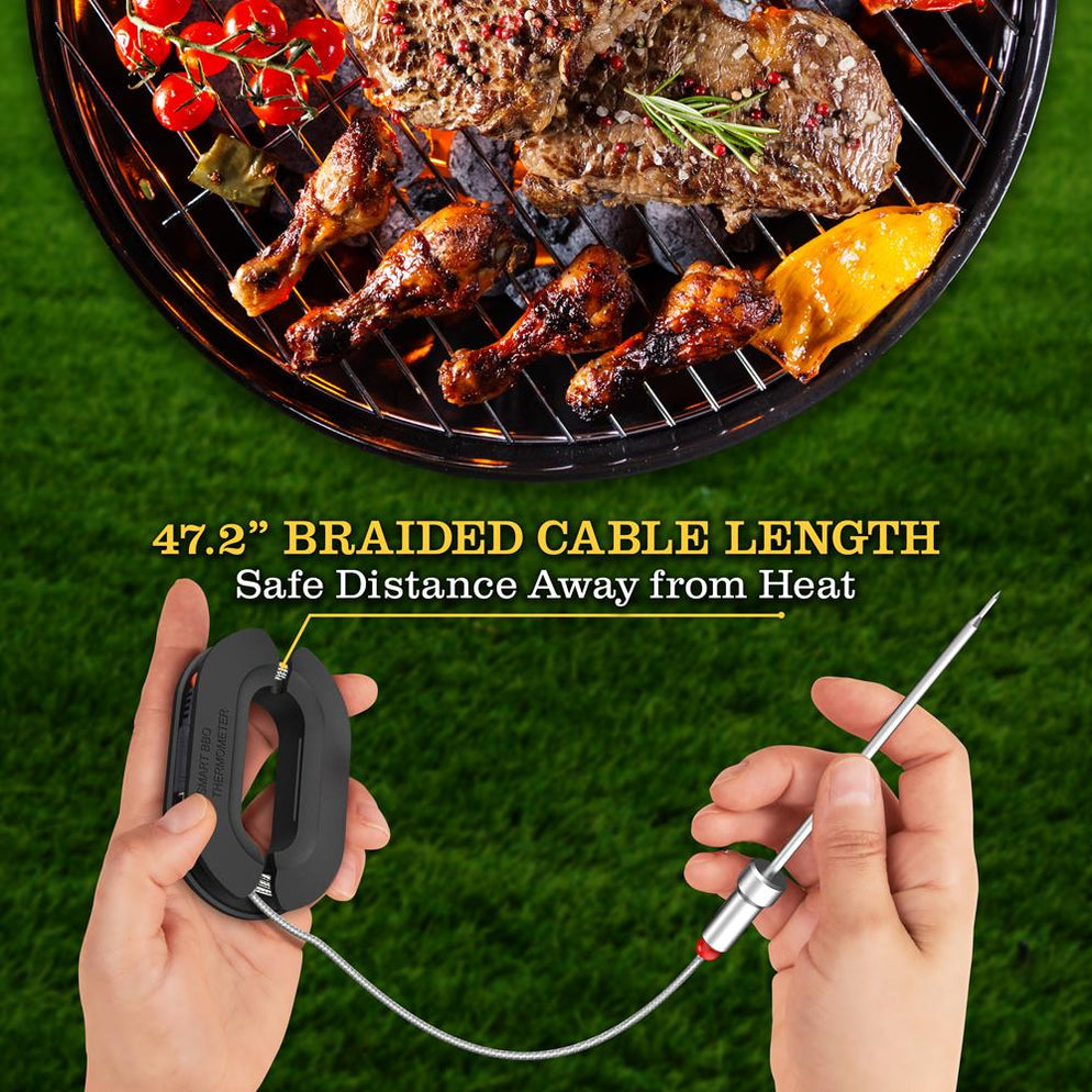 Bluetooth Meat Thermometer, 6 Probes, 400 Ft Range, LCD Display ...